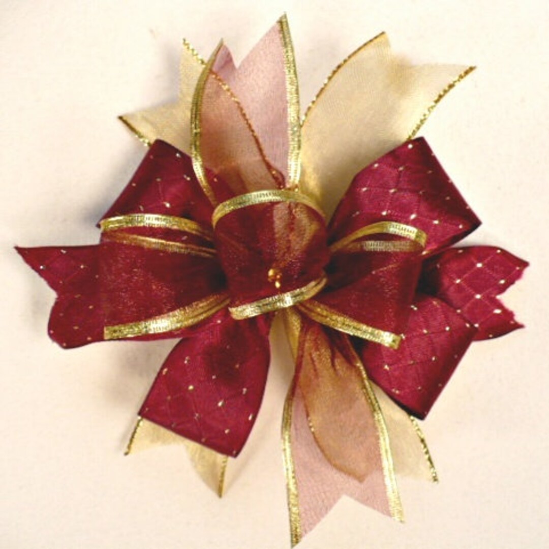Christmas Burgundy Gold Tree Bow, Set of 2 Christmas Gift Box Bow ...