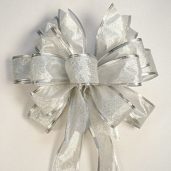 Silver Christmas Bow - Etsy