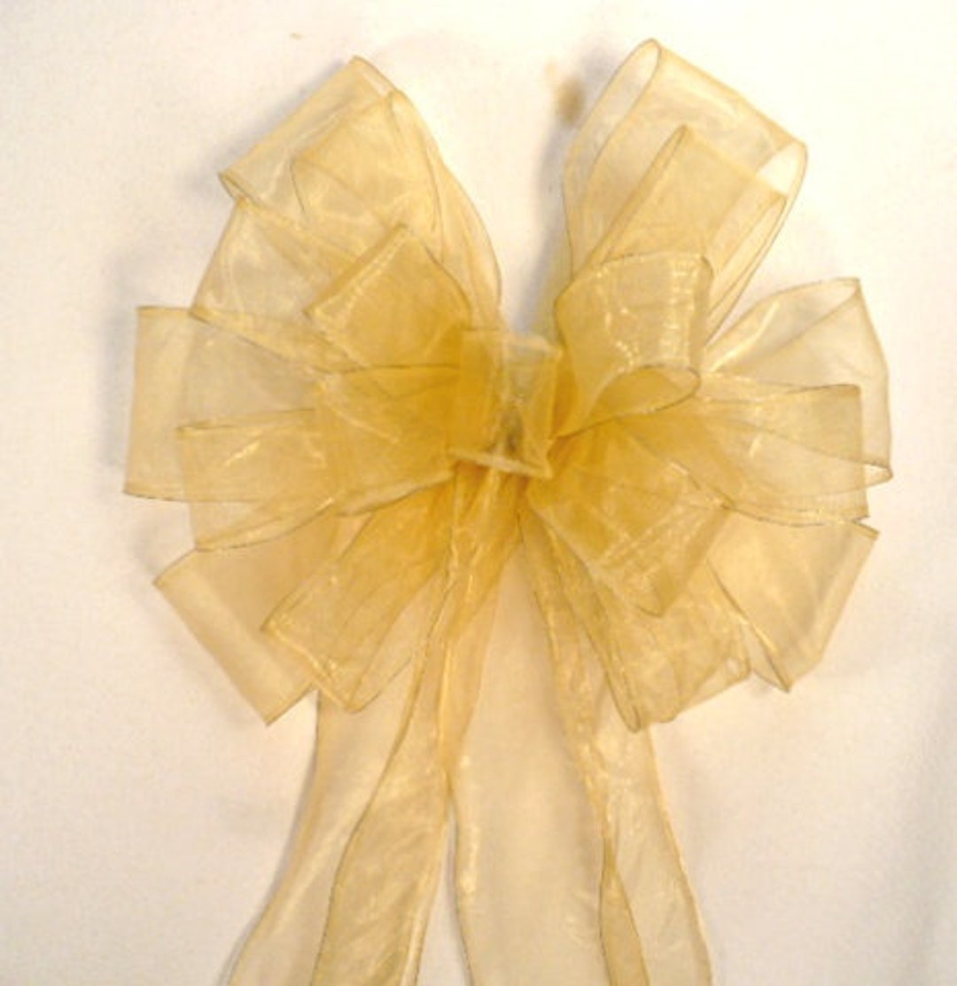 Sheer Gold Wedding Bow, Gold Tone Bow, Wedding Decor, Wedding Bow, Gift ...