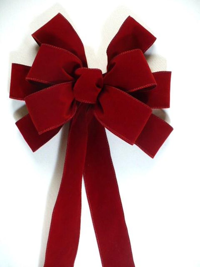 Large Red Velvet Christmas Bow, Wreath or Tree Topper - Etsy