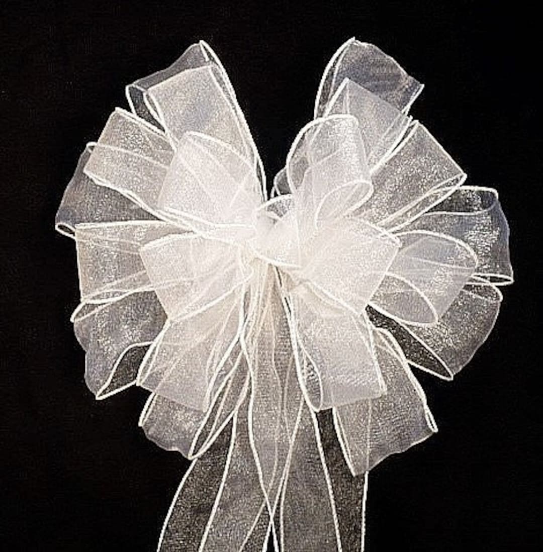 Sheer White Wedding Bow, White Iridescent Tone Bow, Wedding Decor ...