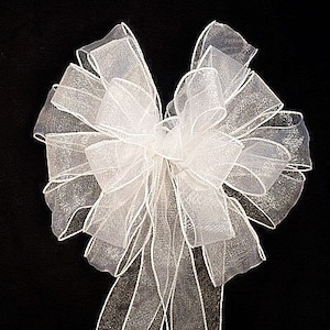 Sheer White Wedding Bow, White Iridescent Tone Bow, Wedding Decor ...