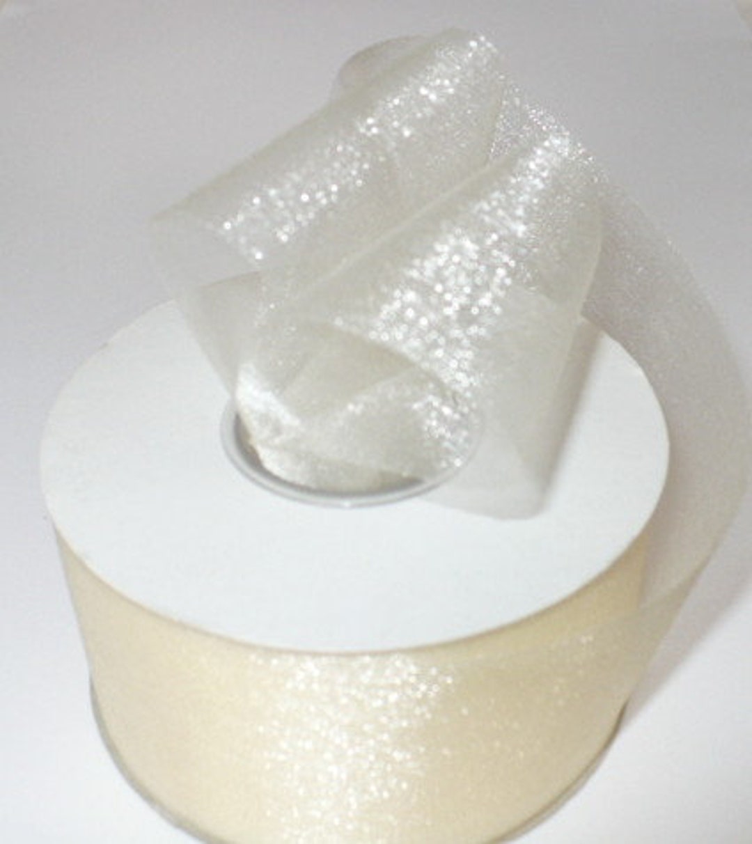 50 Yards Cream Sparkle Sheer Ribbon, Wedding Gift Wrap - Etsy