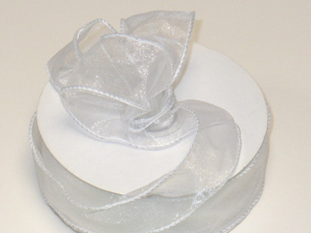 Sheer Iridescent White Wired, Iridescent White Wired Ribbon, White ...