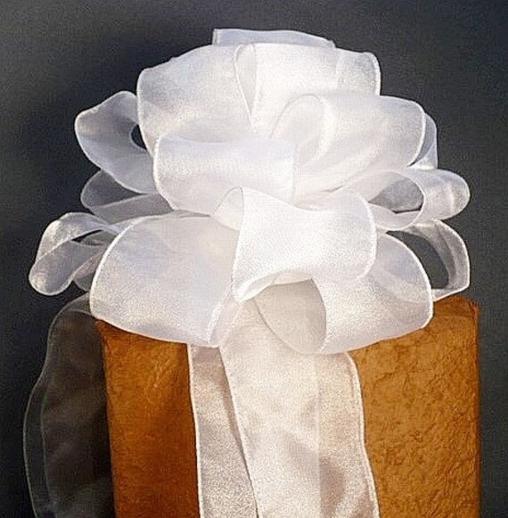 Large white wedding bow semi solid iridescent white bow white pew bow Christmas tree topper gift bow wreath summer decorating