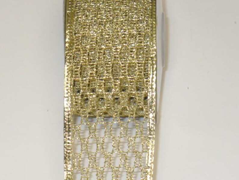 Metallic Gold Net Wired Ribbon, Holiday Wreath Ribbon (2 Inch, 15 Yards ...