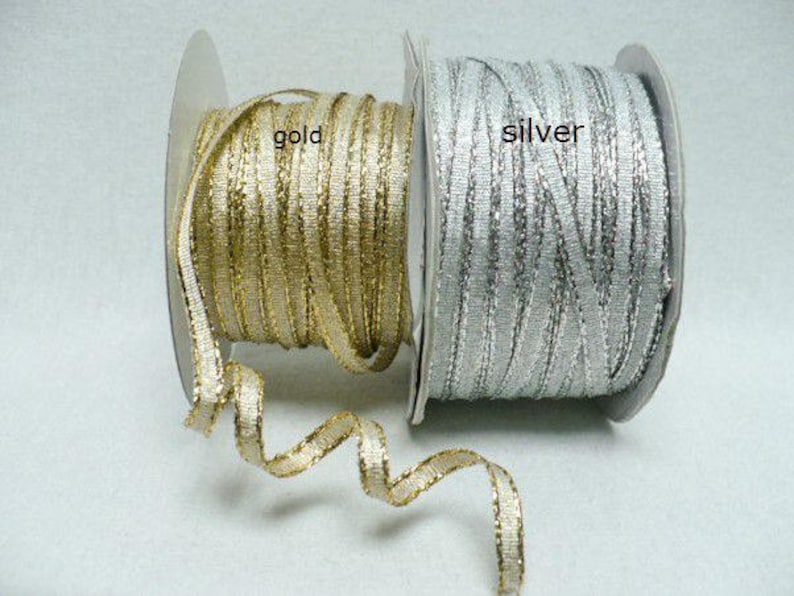 Wired Metallic Cord, Gold Cording Metallic Wired Ribbon, Silver ...