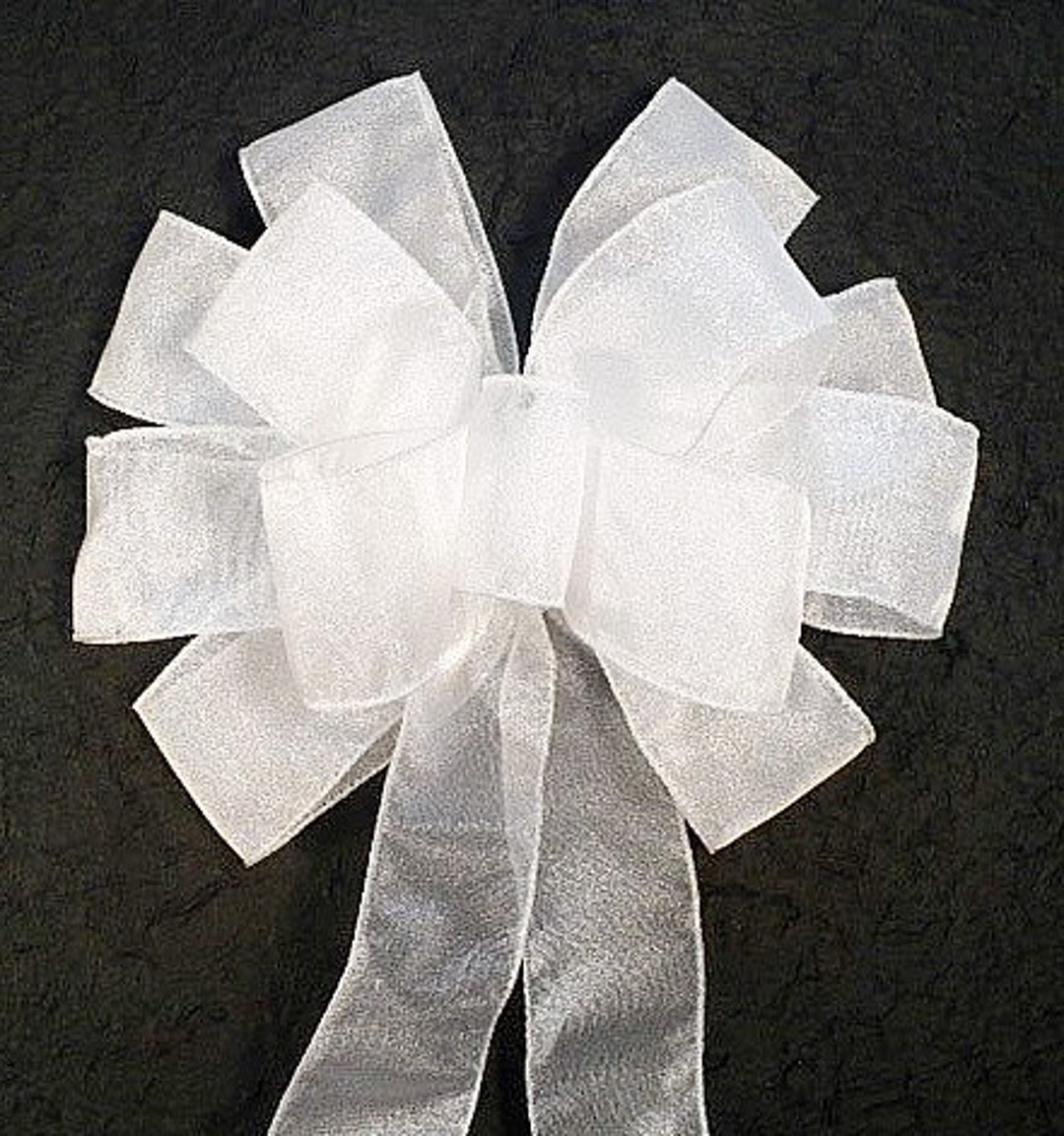 White Wedding Bow, White Gift Bow, Christmas White Bow, Swag Bow ...