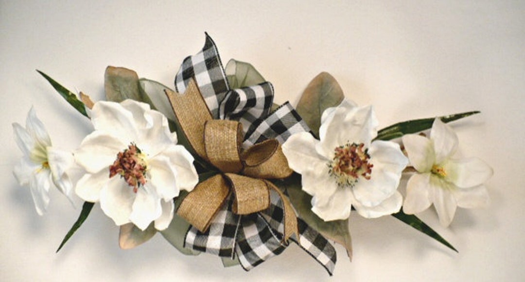 Horizontal Large Magnolia Swag, Farmhouse Magnolia Swag, White Magnolia ...