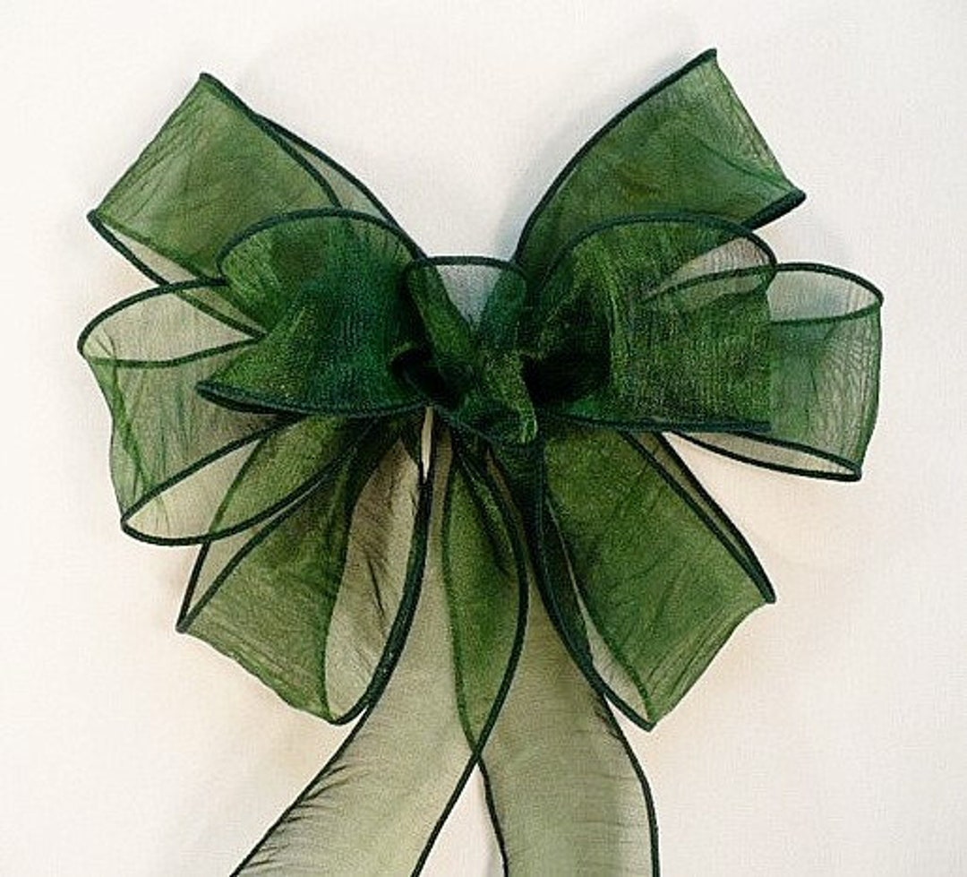 Sheer Crushed Hunter Green Bow, Hunter Green Wreath Bow, Wedding Decor ...