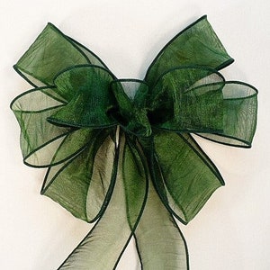 Sheer Crushed Hunter Green Bow, Hunter Green Wreath Bow, Wedding Decor ...