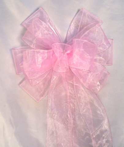 Sheer pink wedding bow pink pew bow wedding decor Easter | Etsy