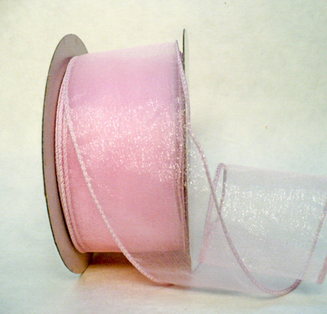 Sheer Iridescent Pink Wired Ribbon, Wedding Pink Ribbon, Gift Wrap ...
