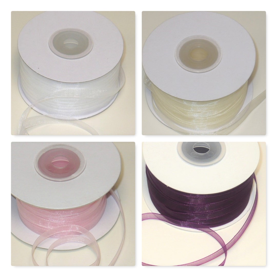 1/4" X 100 Yards Nylon Organza , White Tone Sheer Nylon Edge Sheer ...