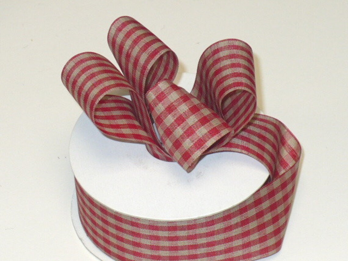 Primitive Gingham Check Ribbon Country Check Burgundy Tan | Etsy