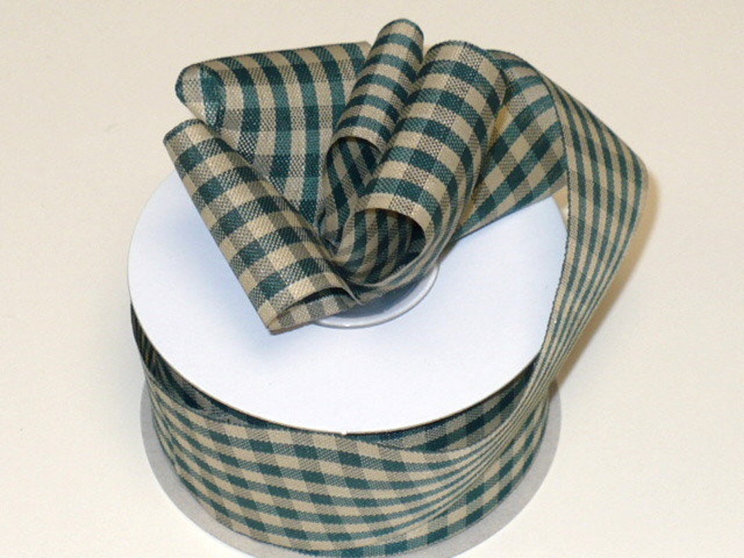 Primitive Hunter Green Gingham Ribbon, Tea Dye Country Check, 25 Yards ...