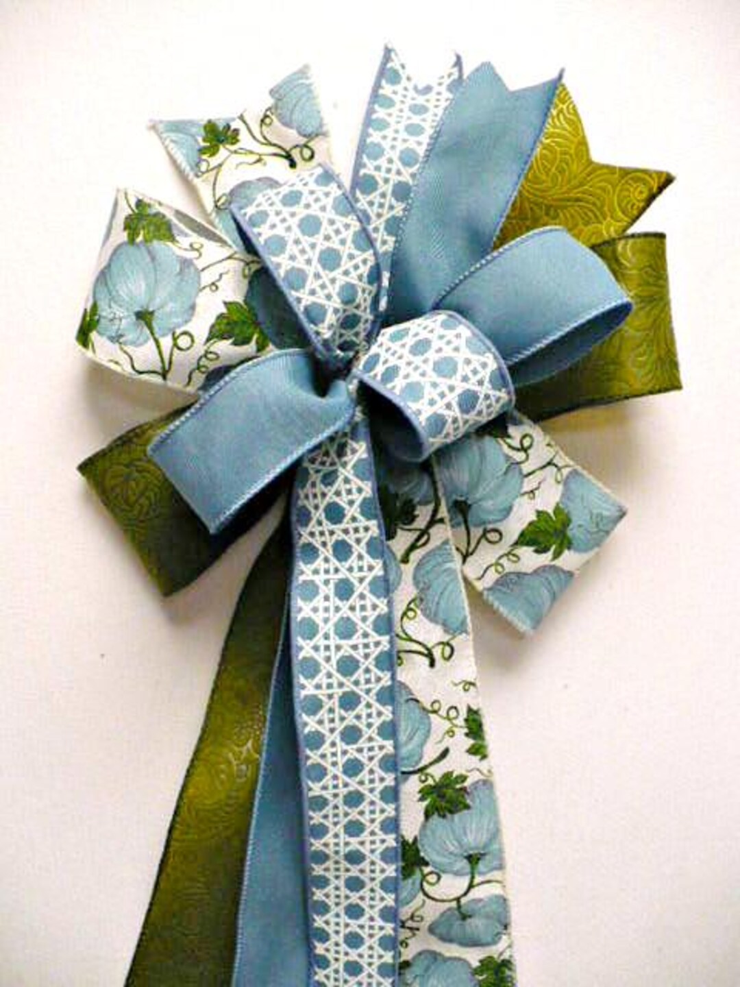 Fall Blue Pumpkin Smoke Blue Wreath, Fall Blue Pumpkin Wreath Bow ...