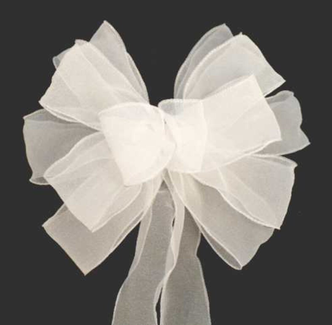 White Large Wedding Sheer Crepe Texture Bow, White Wedding Bow, White ...