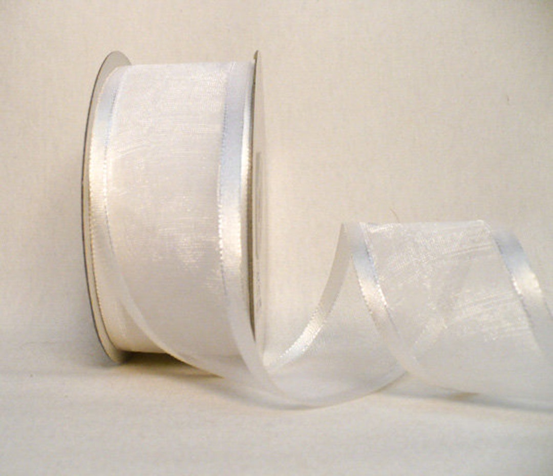 White Satin Edge Sheer Ribbon, White Satin Edge Sheer Center, Wedding ...