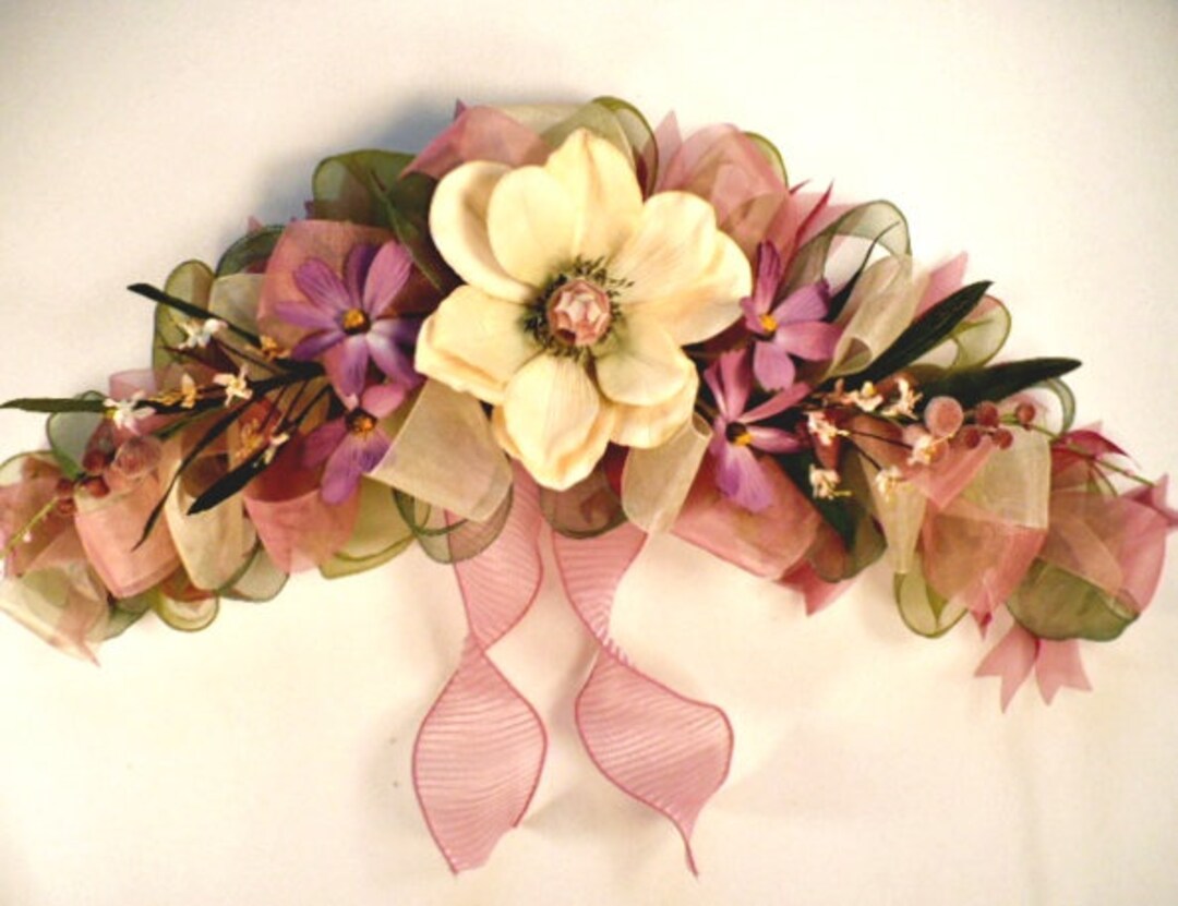 Magnolia Ivory Ribbon Swag, Everyday Ribbon Arch Swag, Wall Decor Swag ...