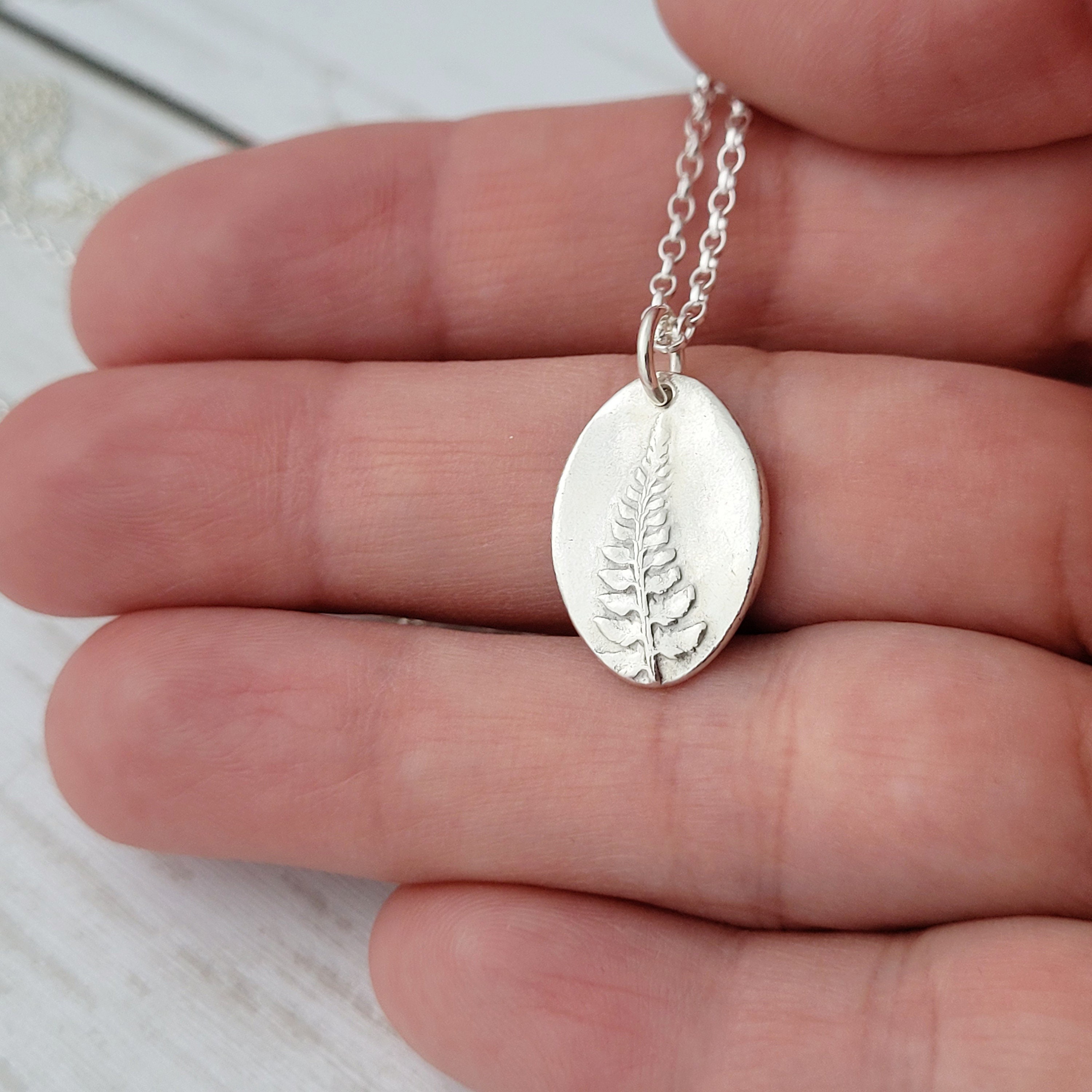 Fern Necklace, Sterling Silver Fern Leaf Pendant, Real Fern Leaf ...