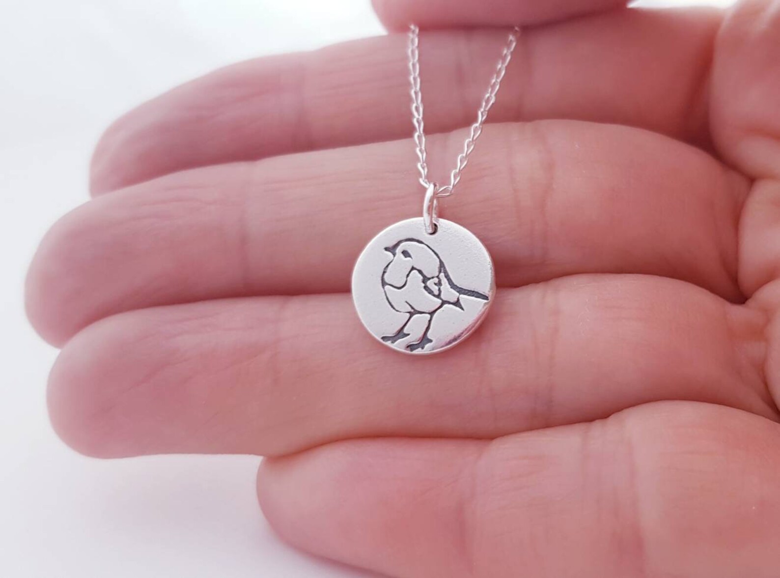 Robin Necklace Silver Robin Pendant Minimalist Jewellery | Etsy