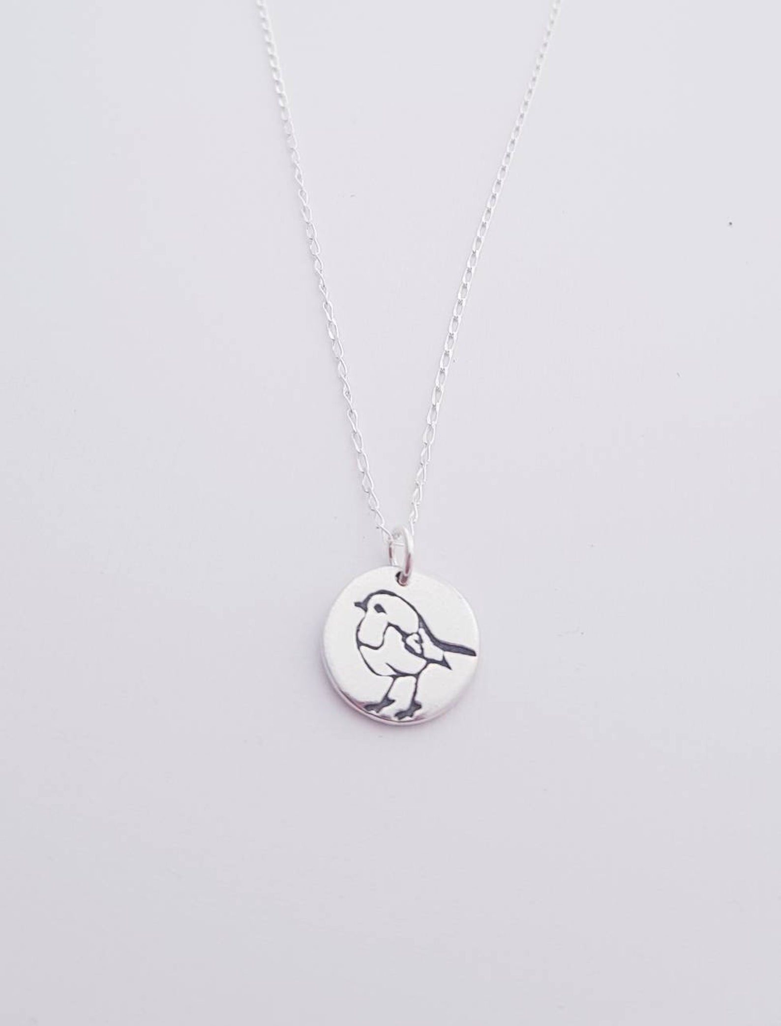 Robin Necklace Silver Robin Pendant Minimalist Jewellery | Etsy