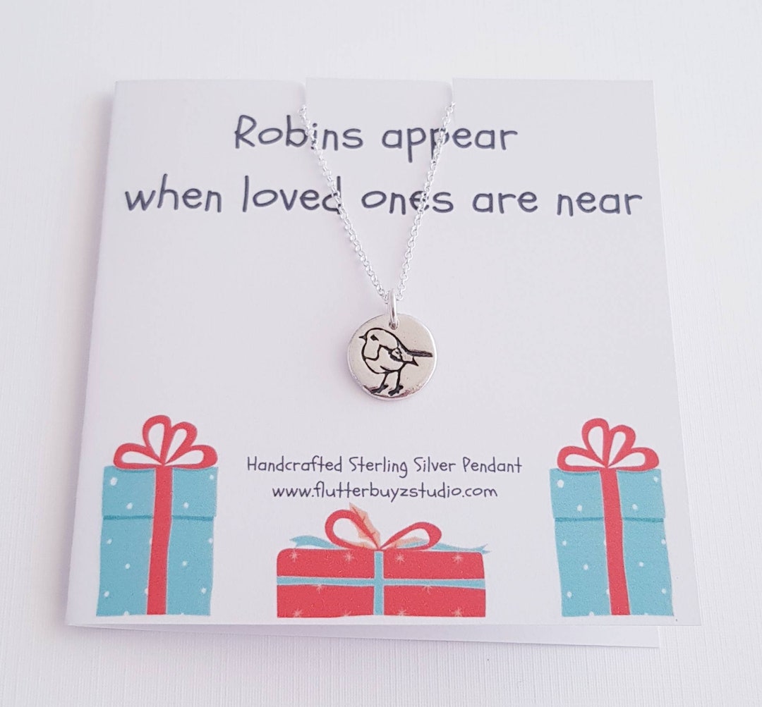 Robin Necklace, Sterling Silver Robin Charm, Robins Appear When Loved ...