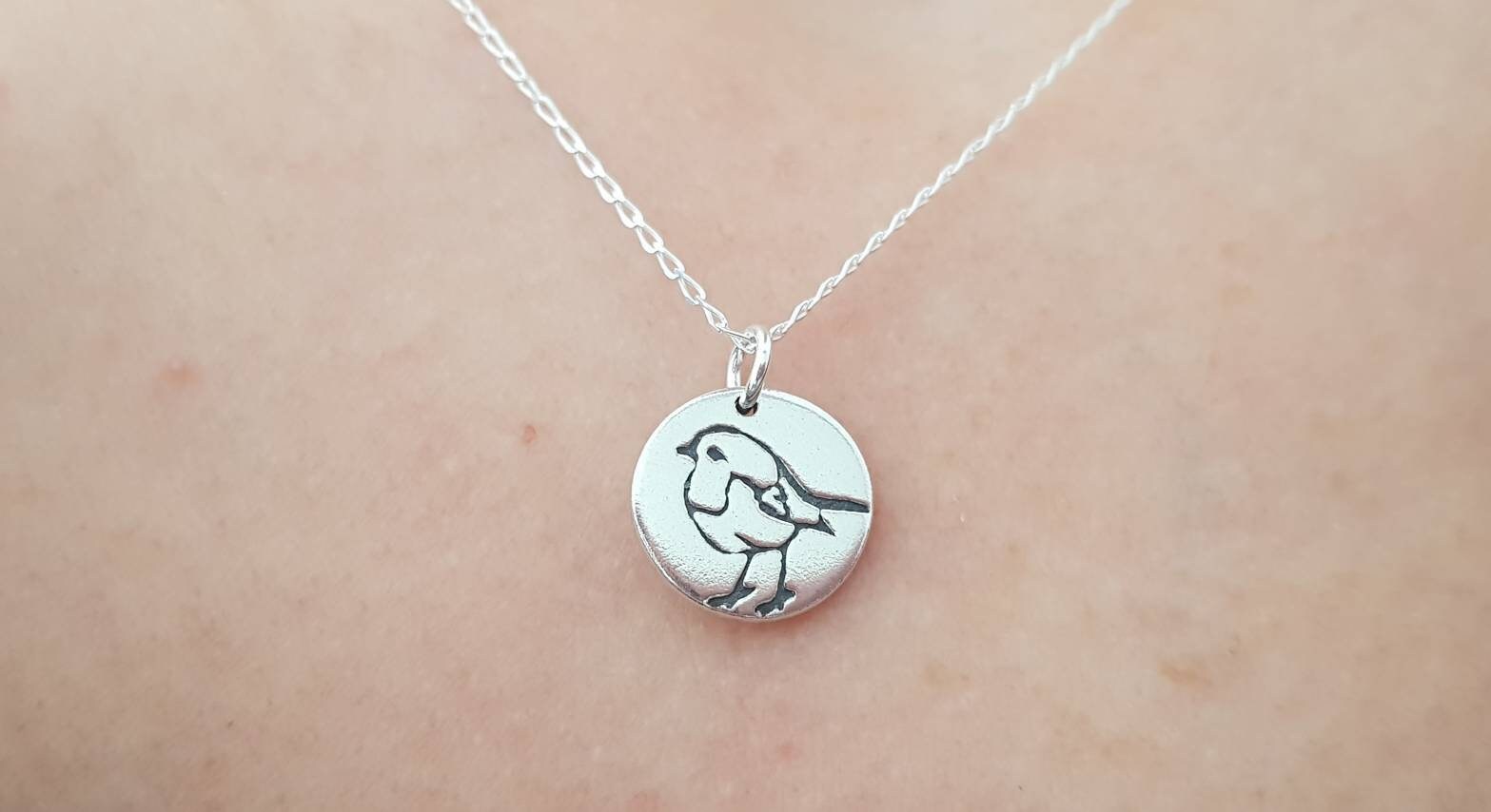 Robin Necklace Silver Robin Pendant Minimalist Jewellery | Etsy