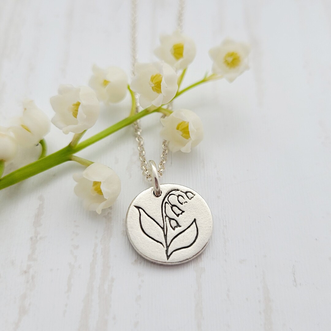 Lily of the Valley Necklace Sterling Silver, May Birth Flower Gift ...