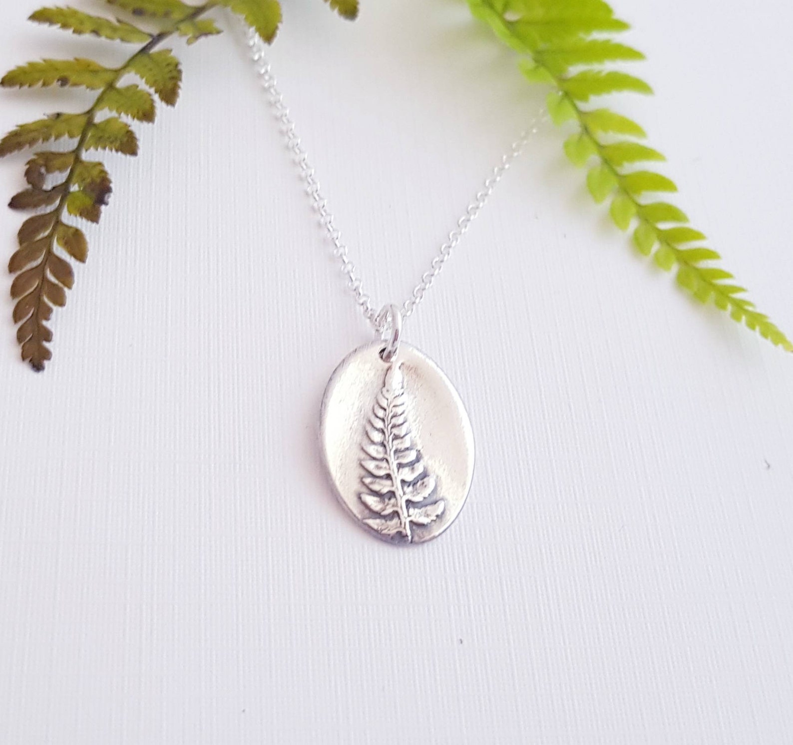 Fern necklace Sterling Silver Fern Leaf Pendant Real Fern | Etsy