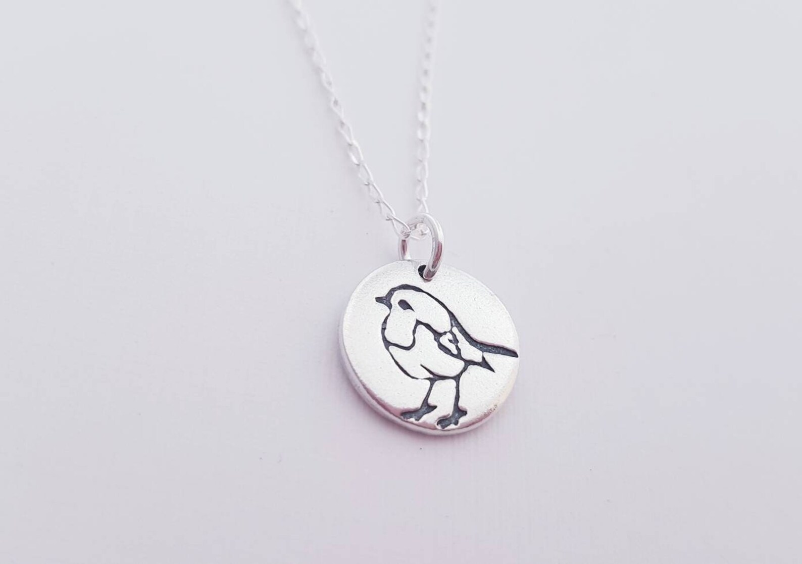 Robin Necklace Silver Robin Pendant Minimalist Jewellery | Etsy