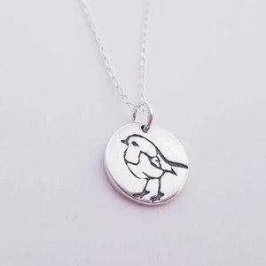 Robin Necklace Silver Robin Pendant Minimalist Jewellery | Etsy