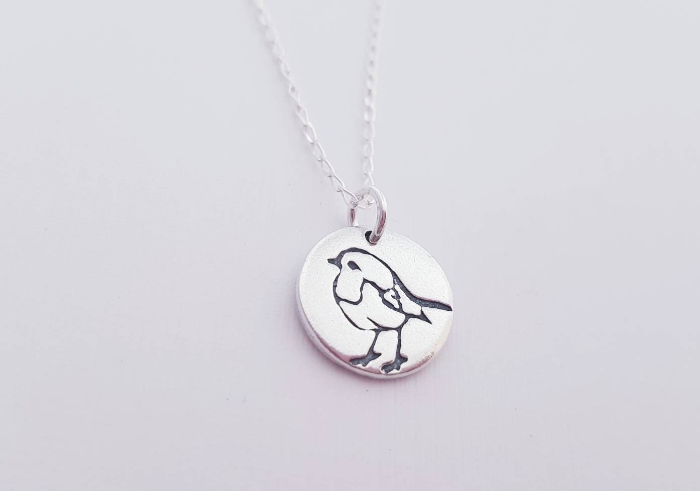 Robin Necklace Silver Robin Pendant Minimalist Jewellery | Etsy