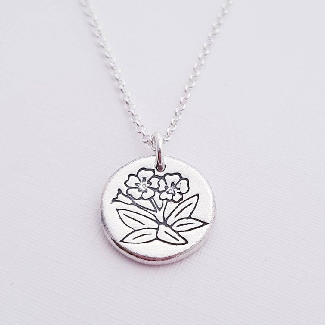 Primrose Necklace - Sterling Silver Flower Pendant - February Birth ...