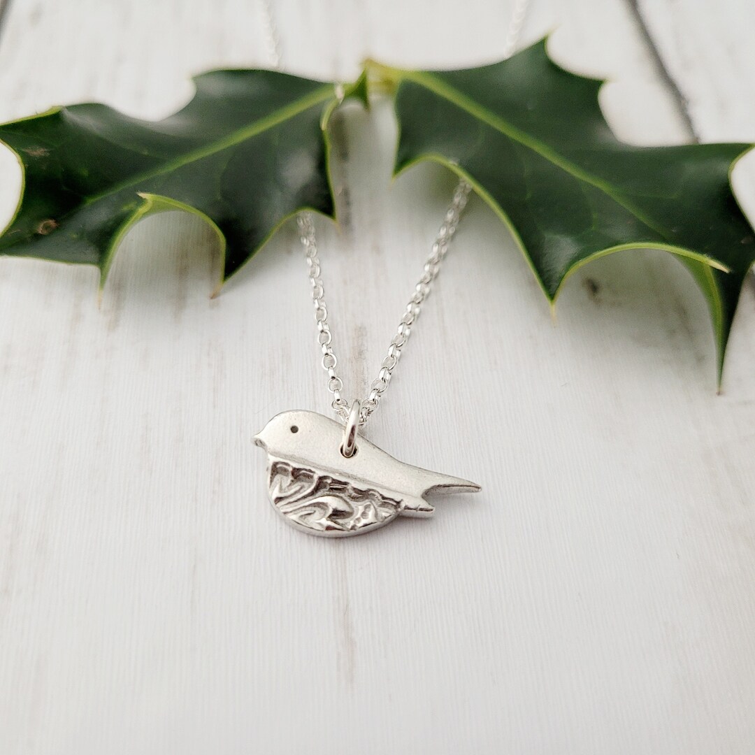 Silver Robin Bird Necklace, Silver Robin Pendant, Silver Bird Necklace ...
