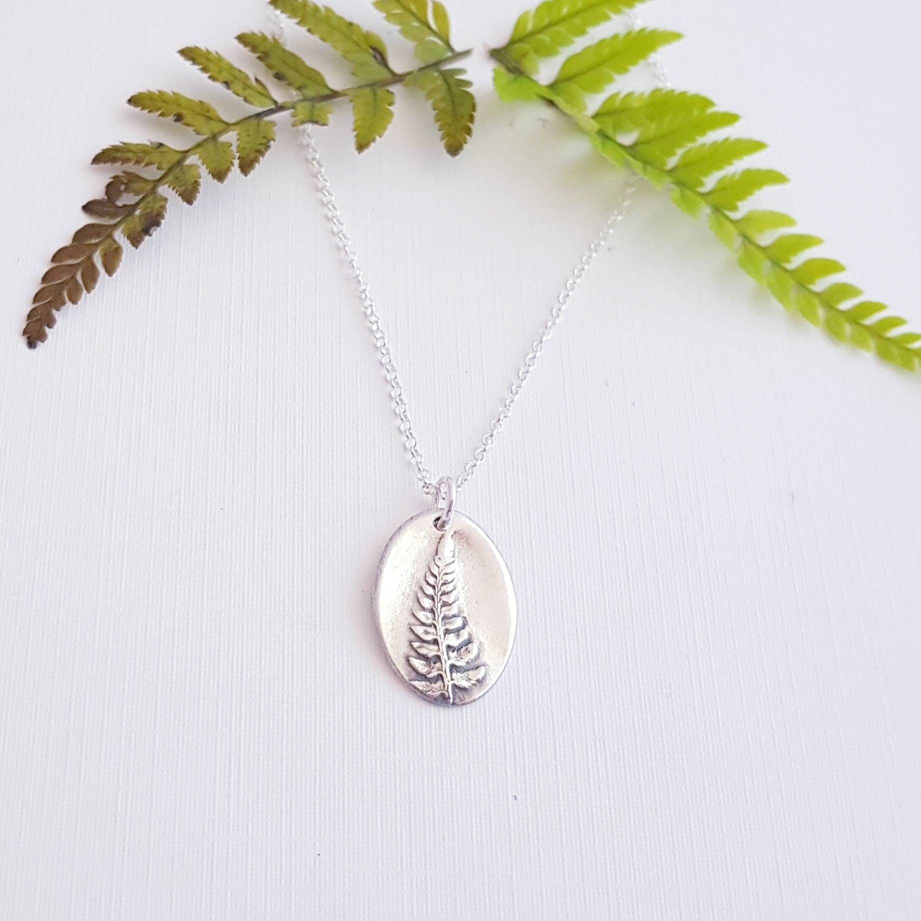 Fern Necklace Sterling Silver Fern Leaf Pendant Real Fern | Etsy