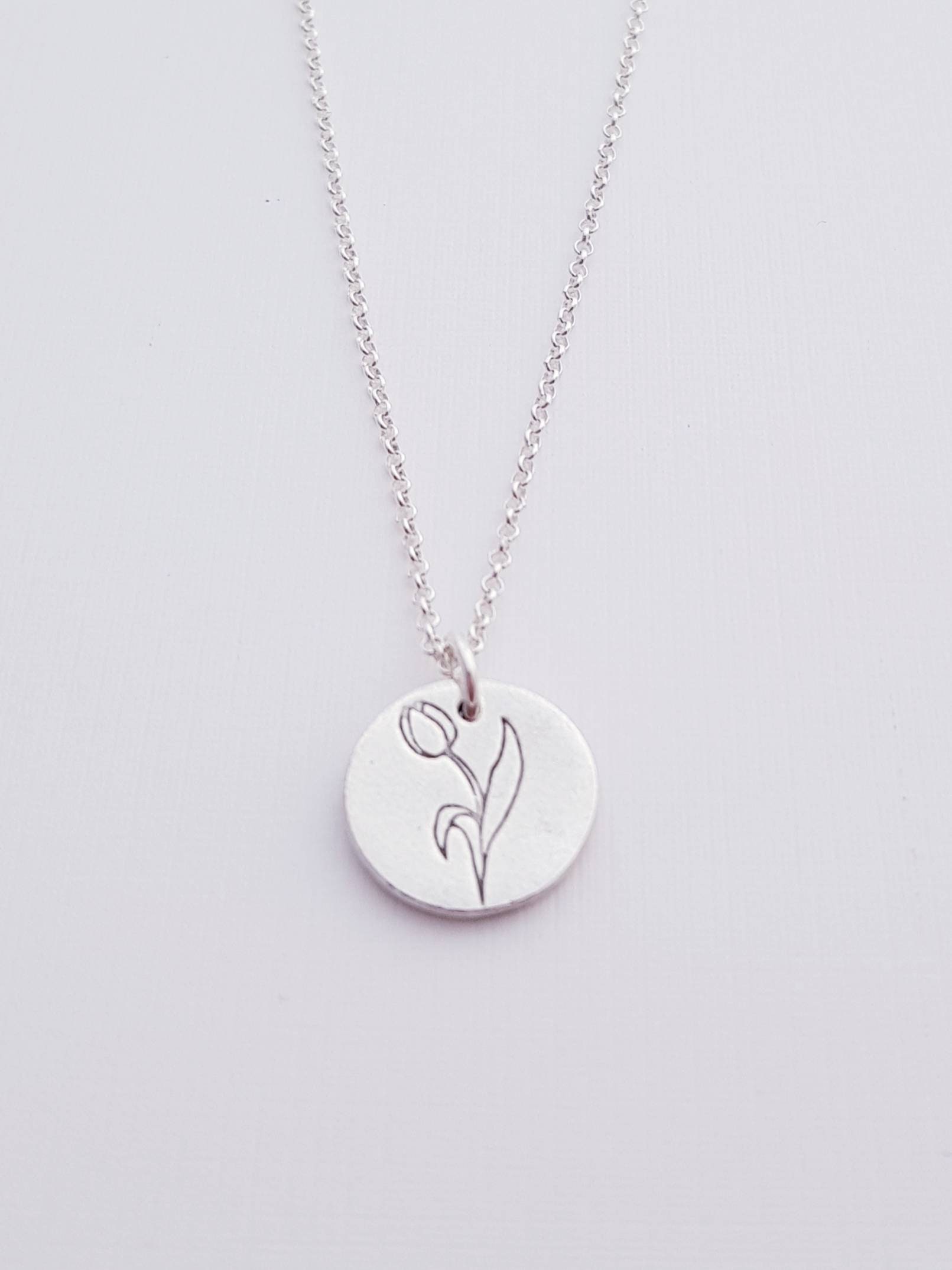 Tulip Necklace Sterling Silver Flower Pendant Spring | Etsy UK
