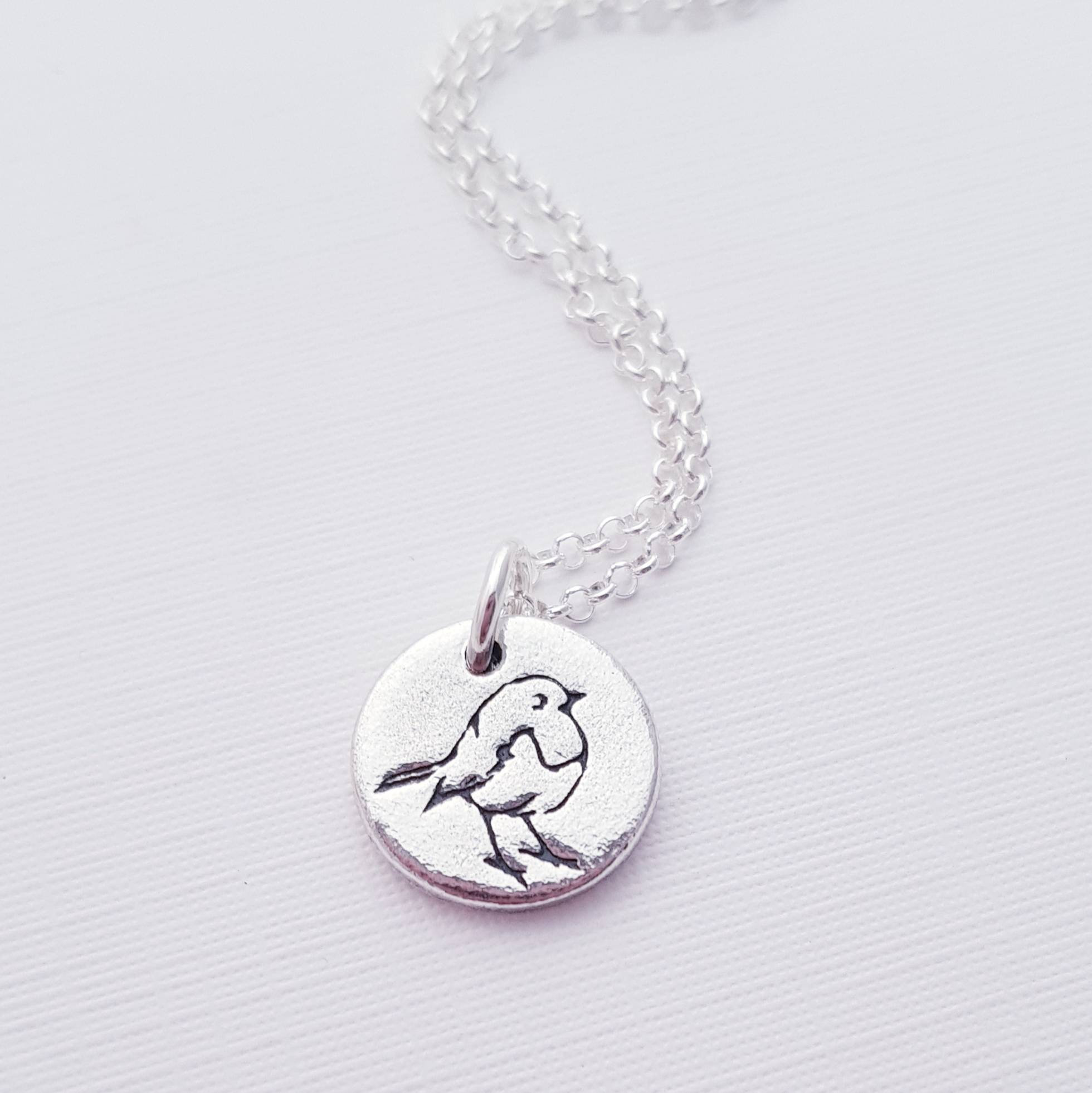 Tiny Robin Necklace Silver Robin Pendant Christmas Robin | Etsy UK