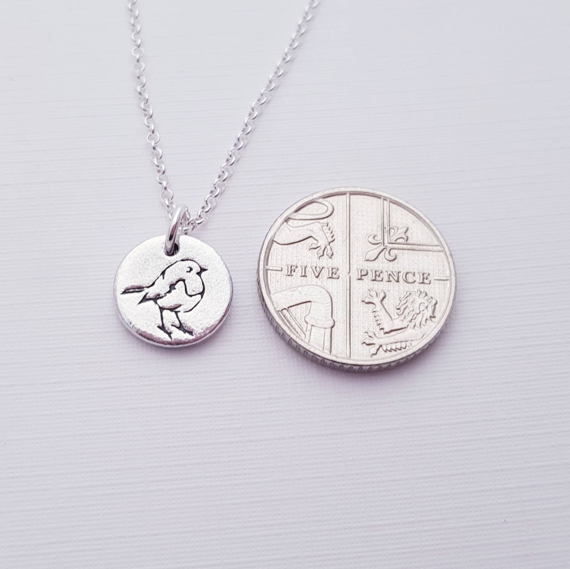 Tiny Robin Necklace Silver Robin Pendant Christmas Robin | Etsy UK