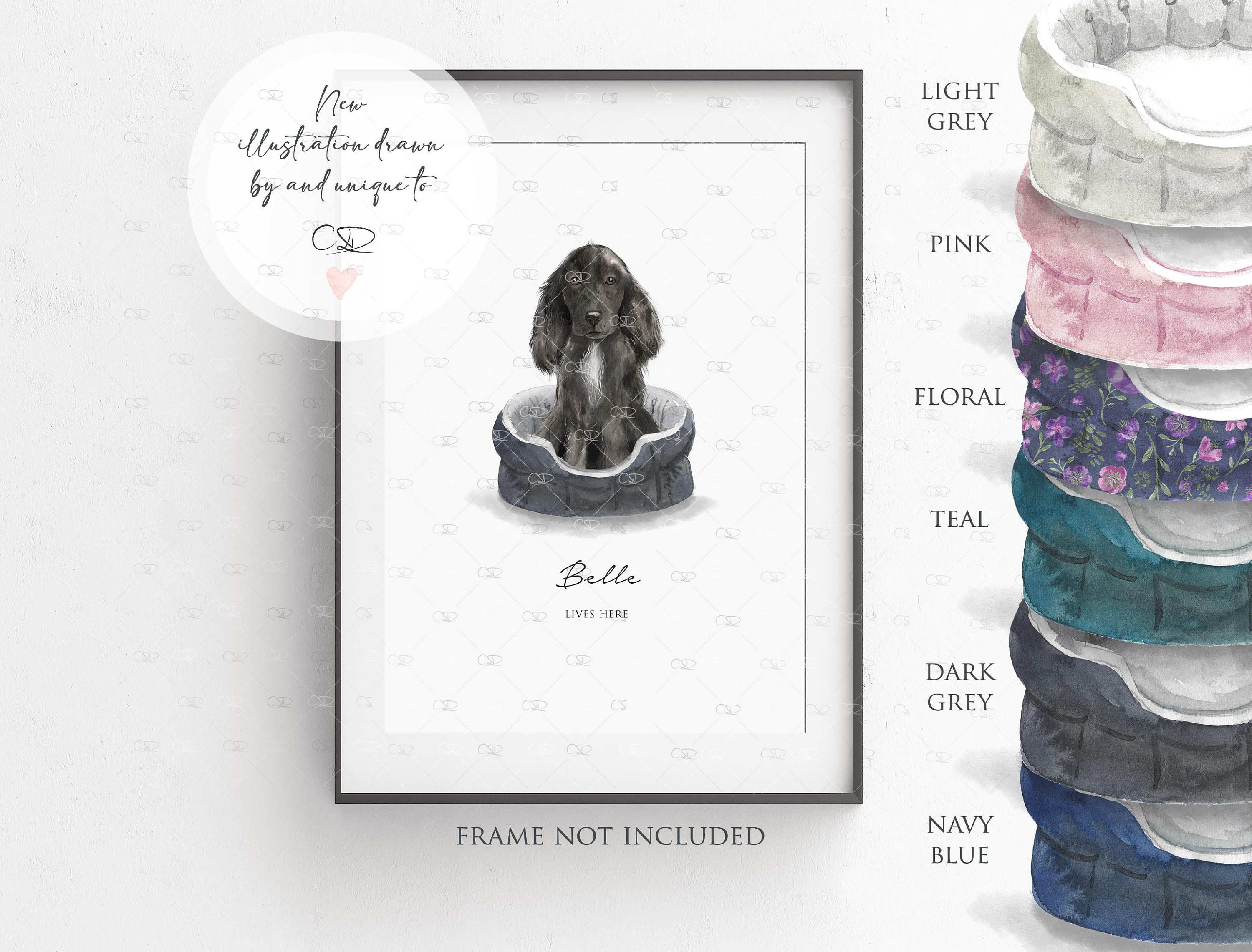 Personalised Cocker Spaniel Print, Springer Spaniel, Sprocker, Black ...