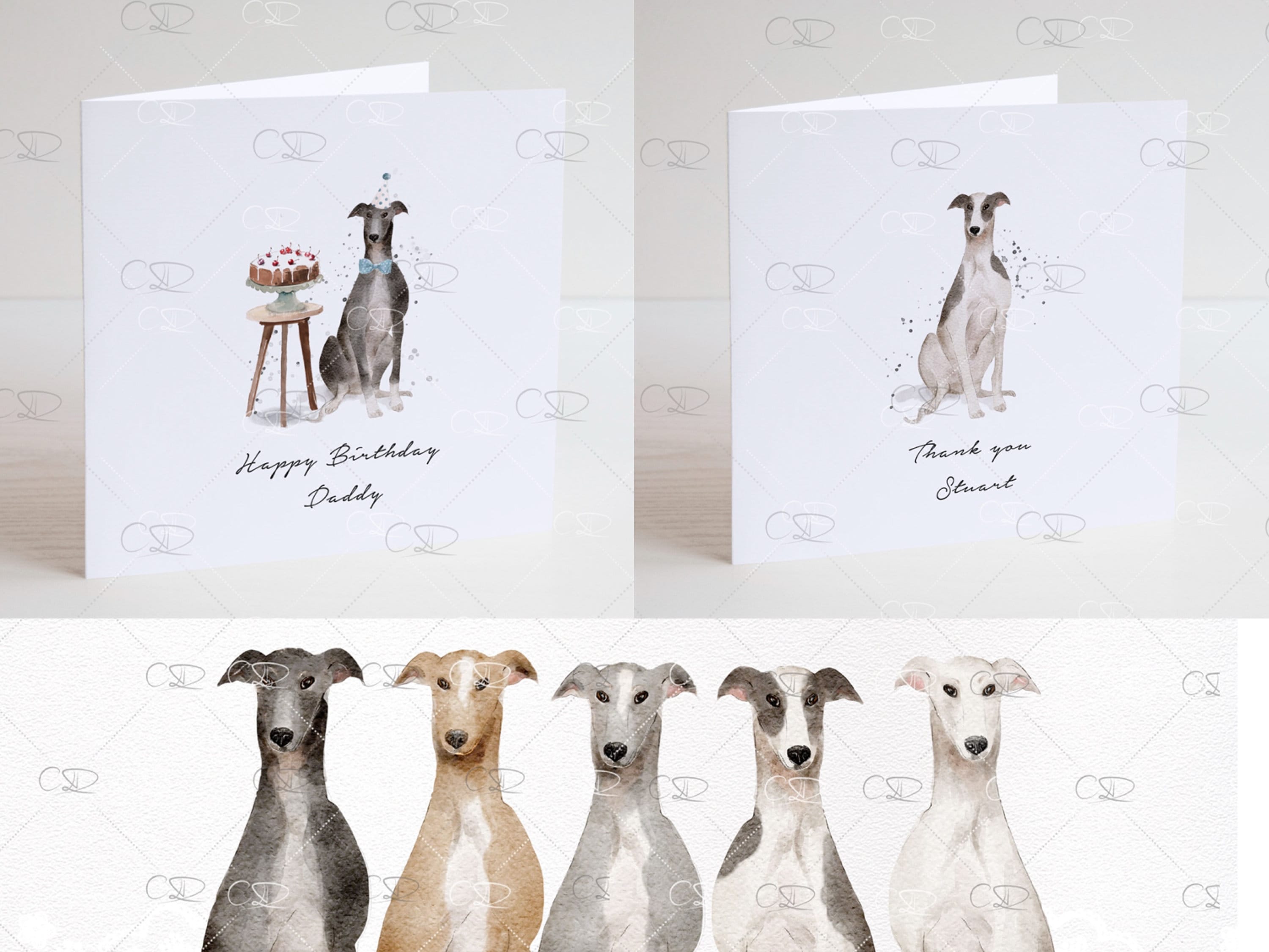 Personalised Greyhound Birthday Card Personalised Whippet - Etsy UK