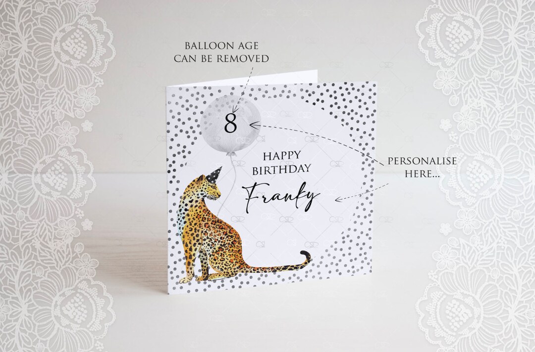 Personalised Leopard Birthday Card, Leopard Print Card, Friend Birthday ...