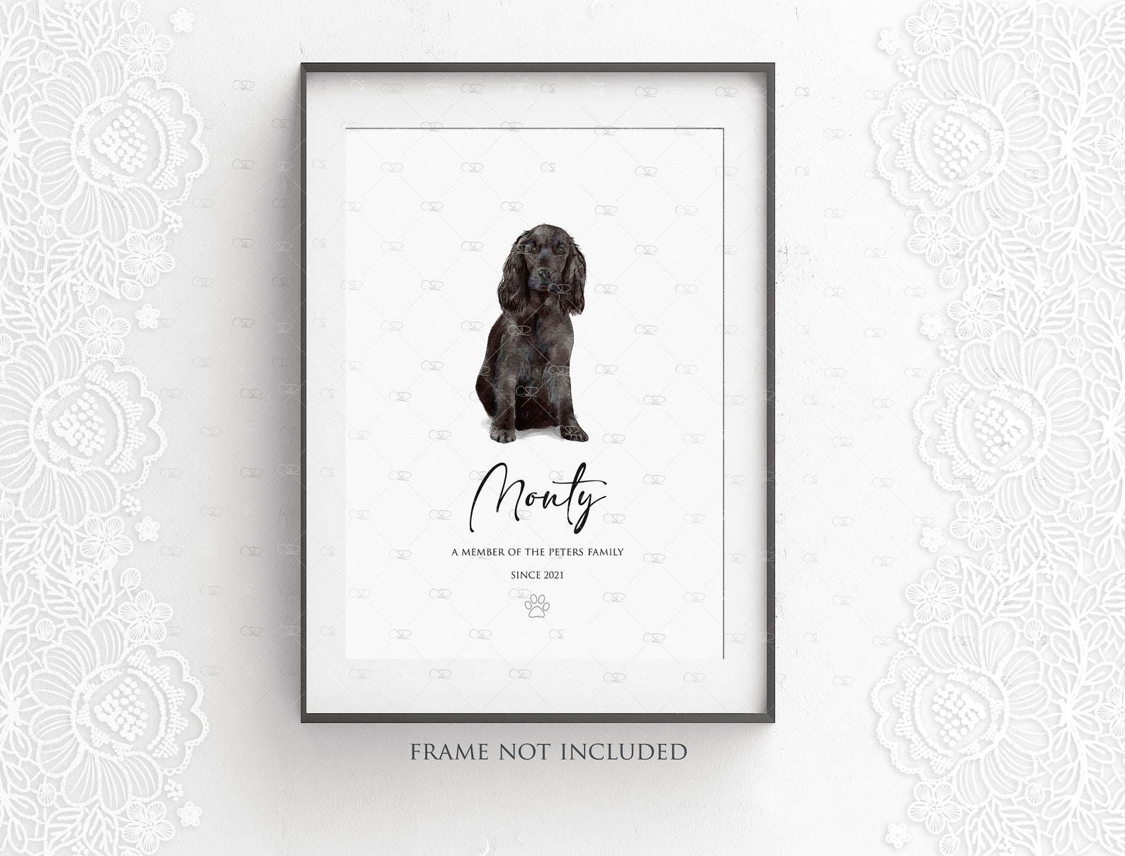 Personalised Cocker Spaniel Print, Springer Spaniel, Sprocker, Black ...