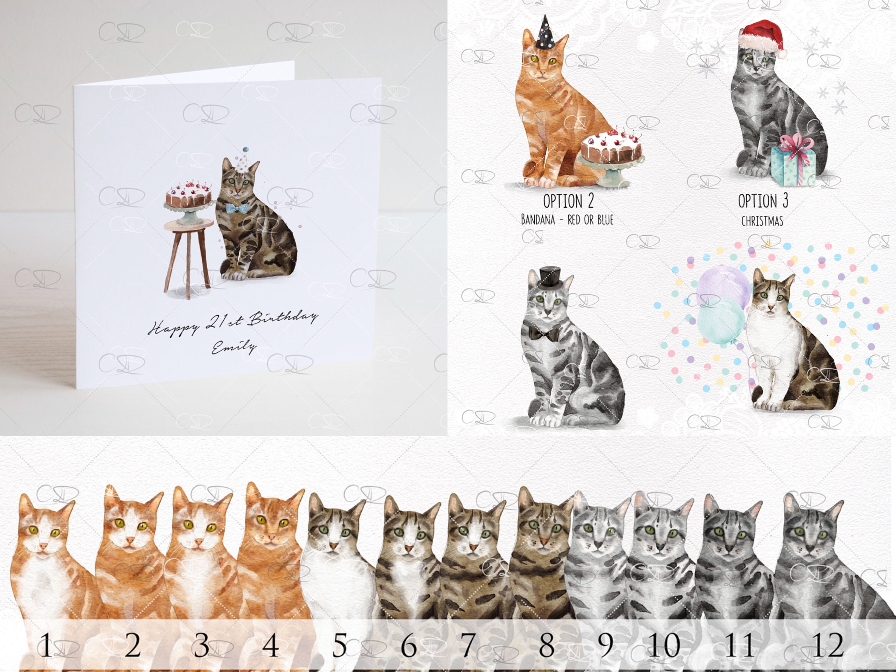 Personalised Tabby Cat Birthday Card Silver Tabby Ginger - Etsy UK