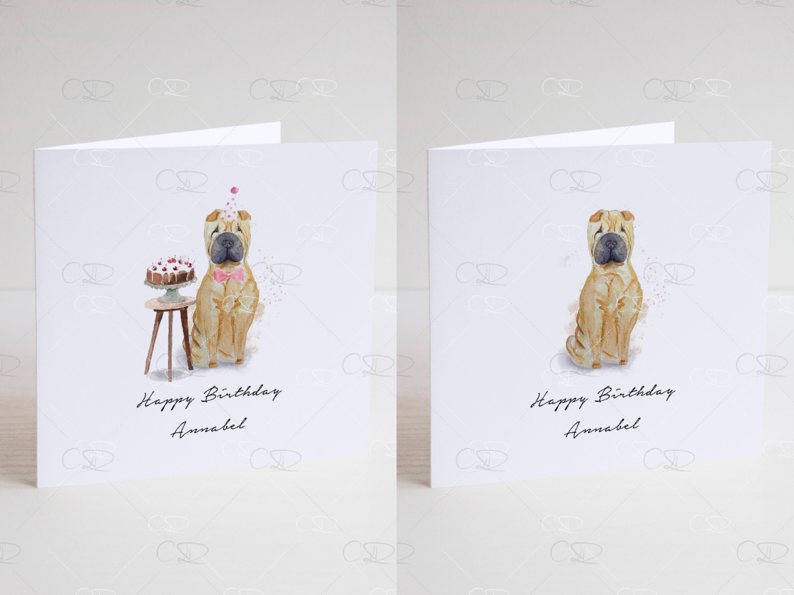 Personalised Shar Pei Birthday card Shar Pei dog card Shar | Etsy