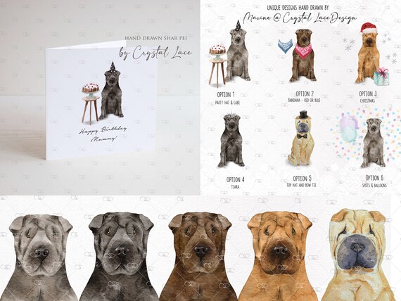 Personalised Shar Pei Birthday Card Shar Pei Dog Card Shar | Etsy