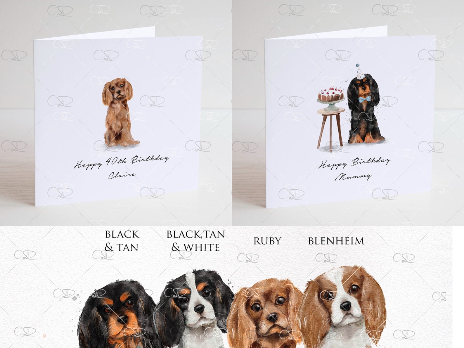 Cavalier King Charles Spaniel Birthday Card Tri Colour Ruby - Etsy