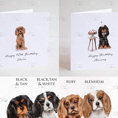 Cavalier King Charles Spaniel Birthday Card Tri Colour Ruby - Etsy UK