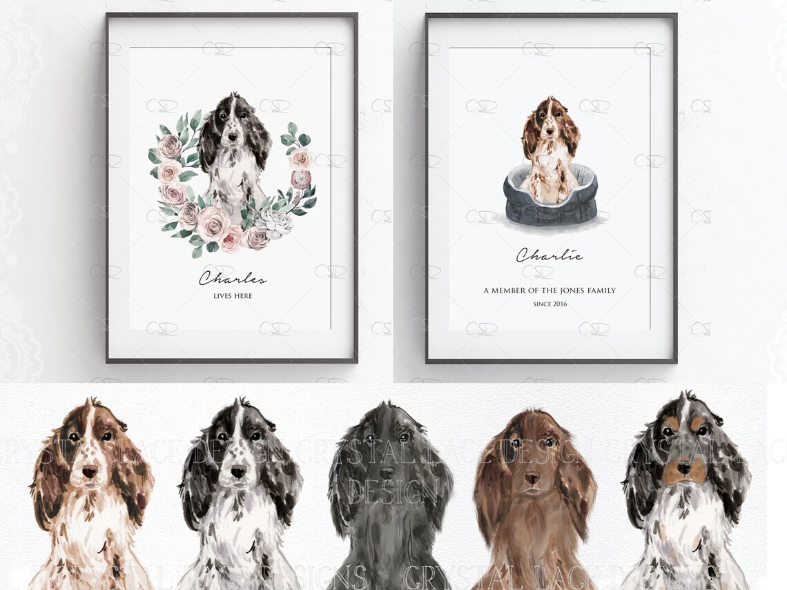 Personalised Cocker Spaniel Print Personalised Dog Print | Etsy UK